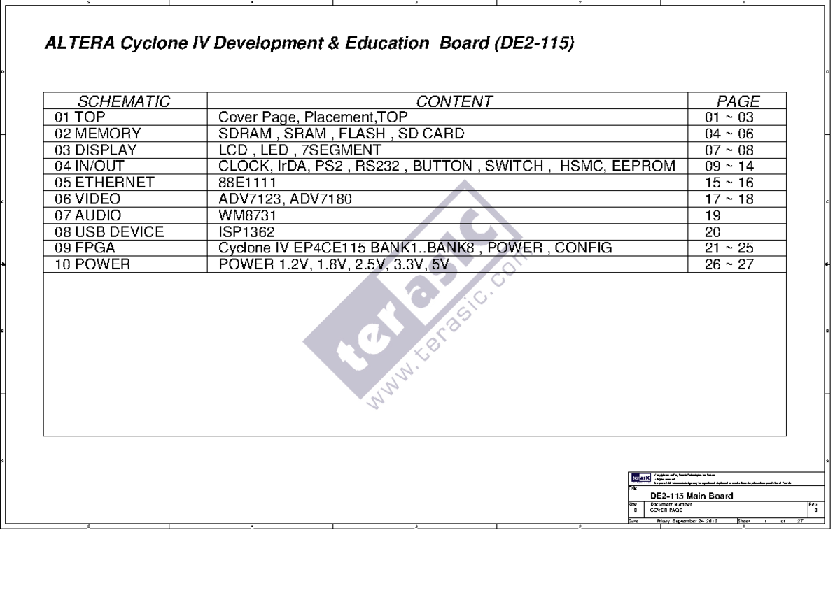 DE2 115 schematic - Digitaltechnik - D D C C B B A A 03 DISPLAY 07 ~ 08 ...