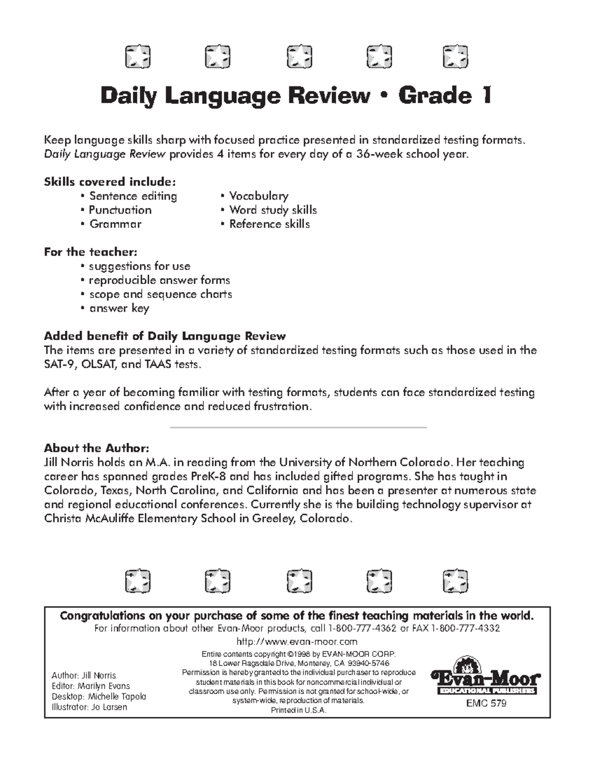 Daily Language Review Level 1 - ©1998 Evan-Moor Corp. 113 Daily ...