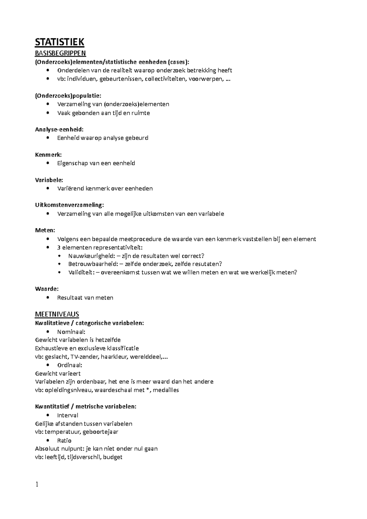 Begrippenlijst Statistiek - STATISTIEK BASISBEGRIPPEN (Onderzoeks ...