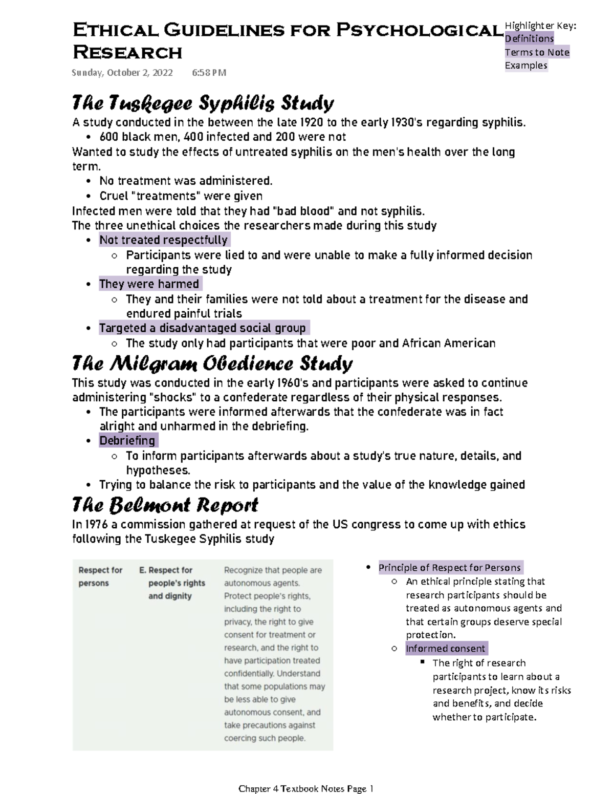 Chapter 4 Textbook Notes - Highlighter Key: Definitions Terms to Note ...