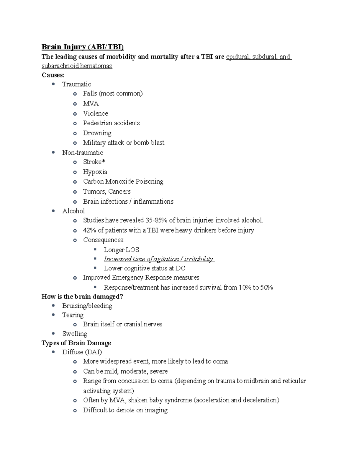 Ch 37 Brain Injury Notes - Occupational Therapy for Physical ...