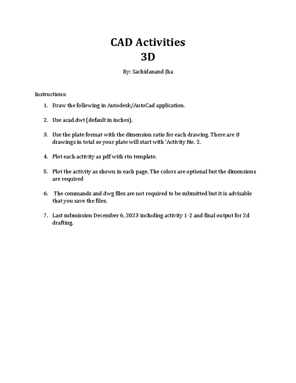 Cad-Activities-3D - Computer Aided Drafting 3d Tutorial and Shapes ...