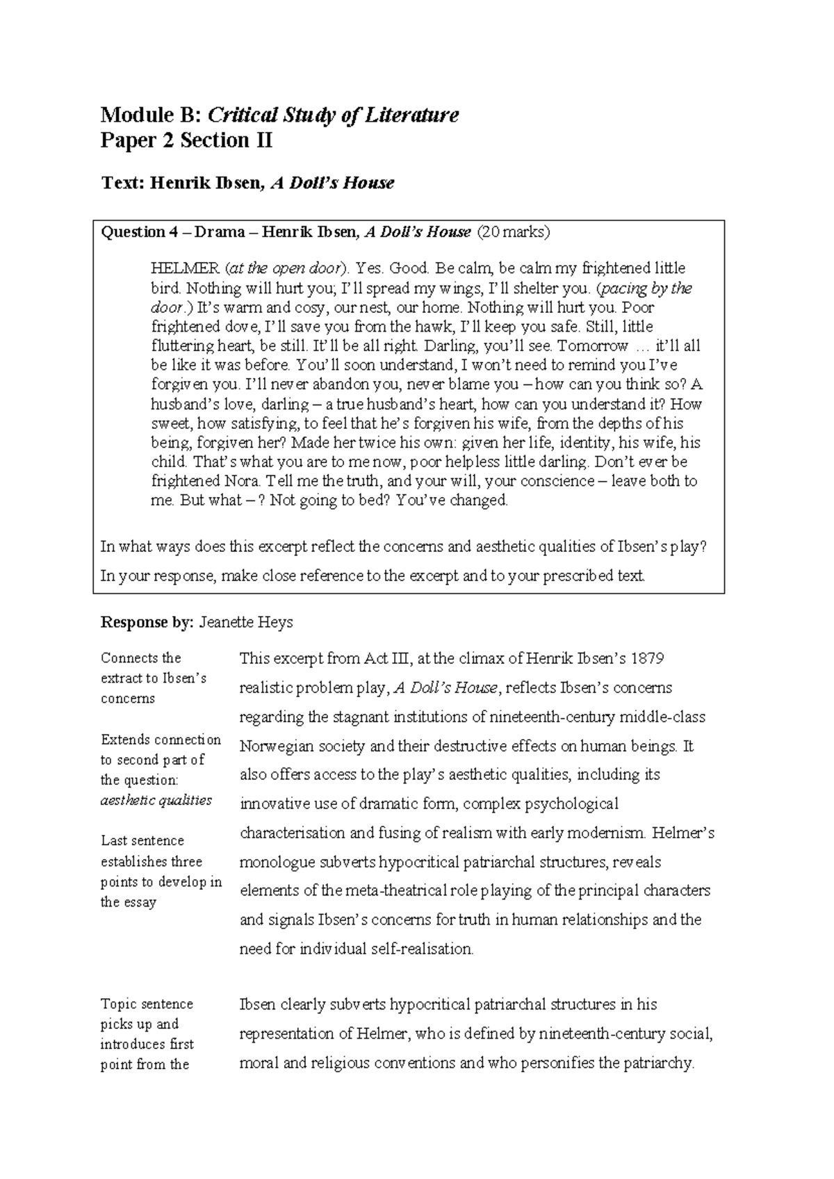 ADV Mod B Dolls House - assignmen - Module B: Critical Study of ...