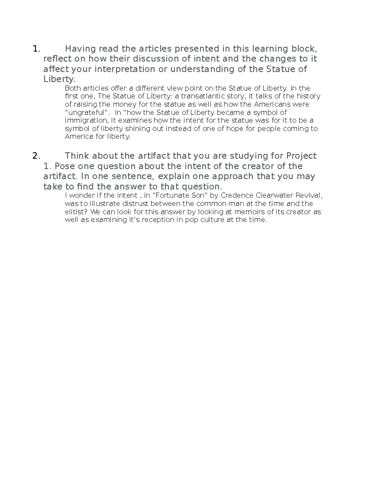 Having read the articles presented - 1. Having read the articles ...