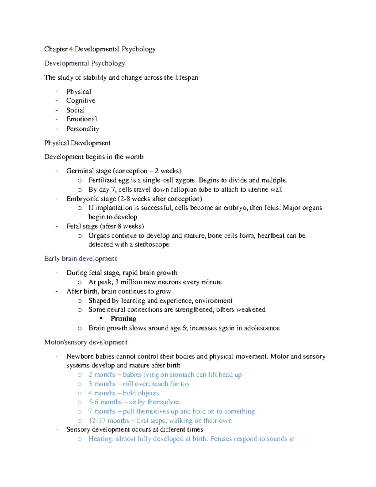 Chapter 4 Developmental - Chapter 4 Developmental Psychology ...