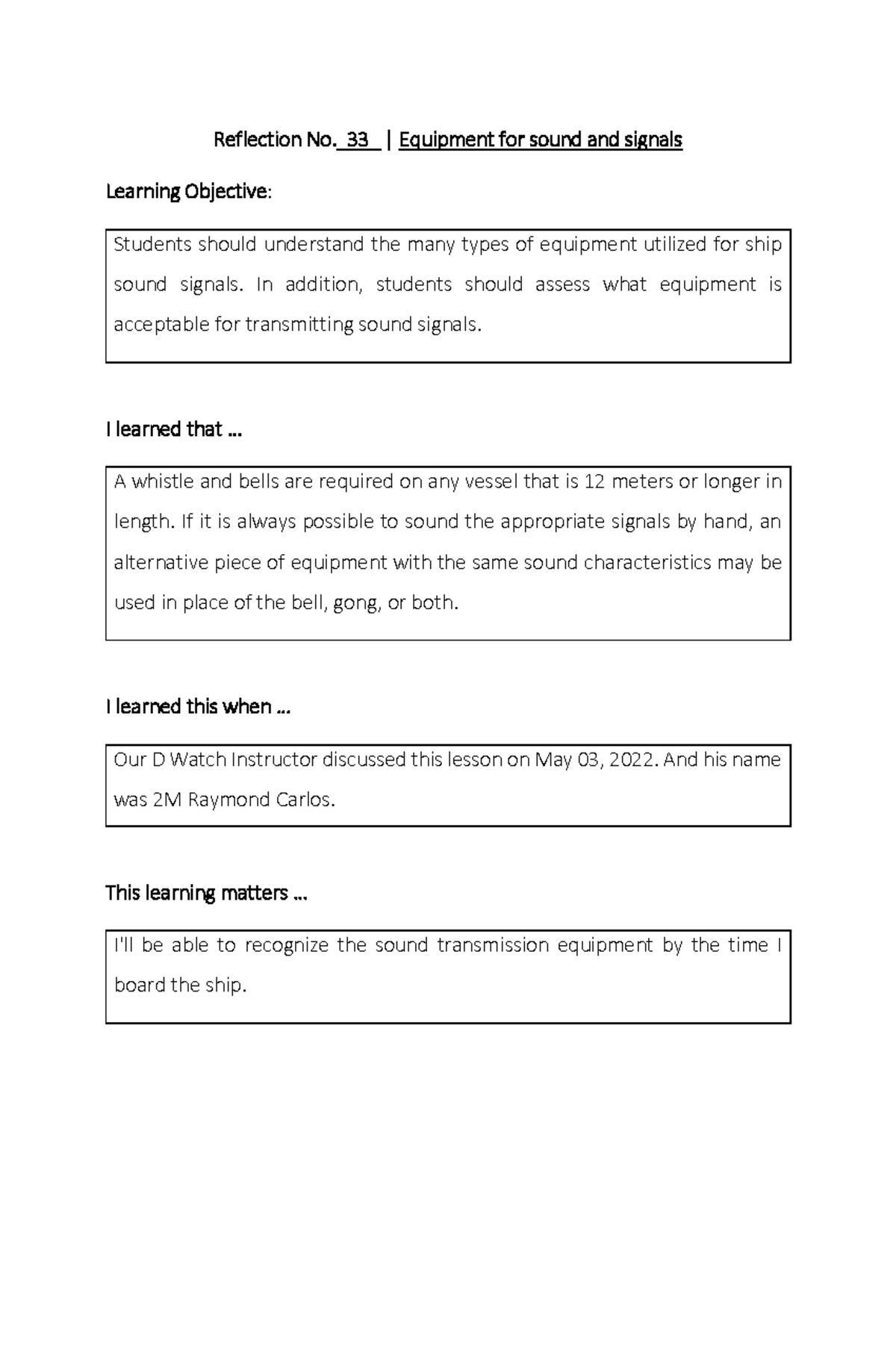 Rule 33 Reflection - Reflection No._ 33 _ | Equipment for sound and ...