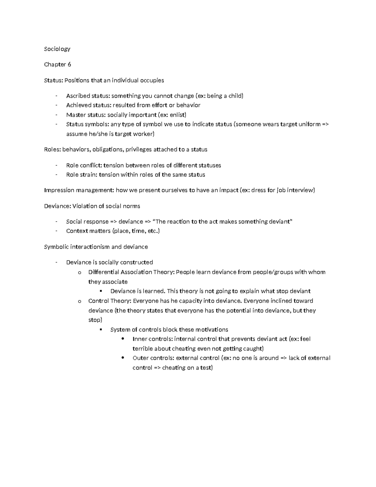 Sociology - Status & Roles 1 - Sociology Chapter 6 Status: Positions ...