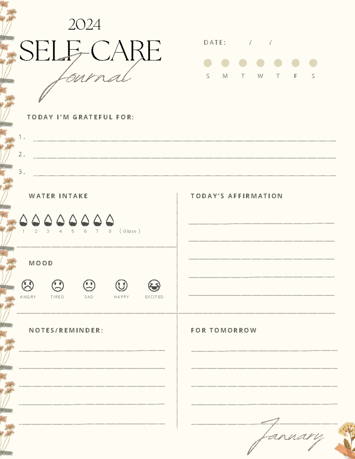 Self-care jo Urnal - Learn - SELF-CARE Journal D A T E : / / S M T W T ...