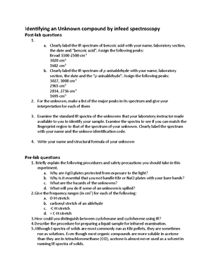 Classifying an unknown compound by functional group - 3. a. Why is it ...