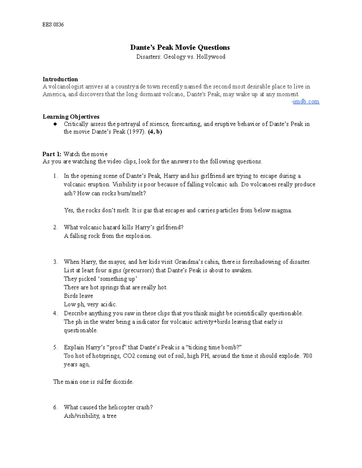 MQ Dante's Peak - 4/5 - EES 0836 Dante’s Peak Movie Questions Disasters ...