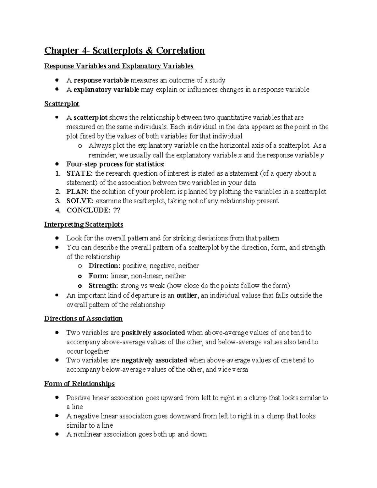 Chapter 4- Scatterplots & Correlation - Chapter 4- Scatterplots & Correlation Response Variables ...