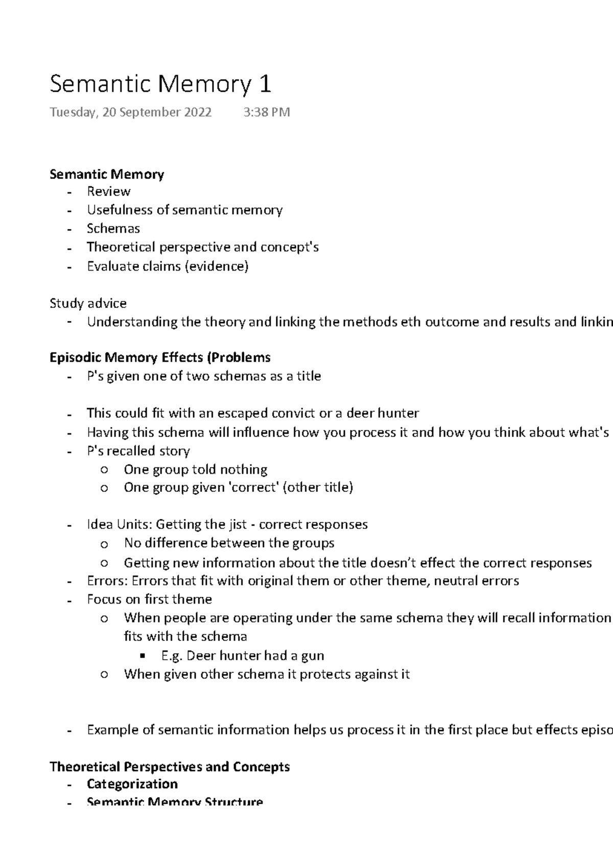 Semantic Memory 1 - Semantic Memory - Review - Usefulness of semantic ...