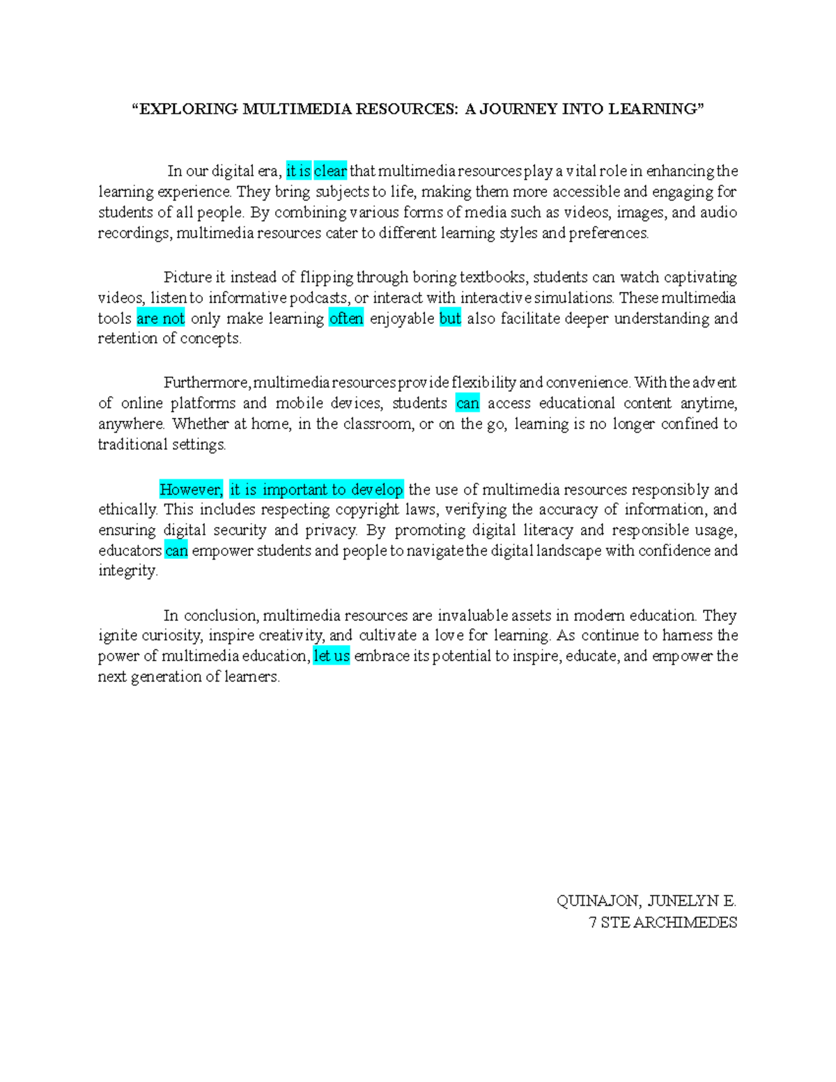 Academic Writing - “EXPLORING MULTIMEDIA RESOURCES: A JOURNEY INTO ...