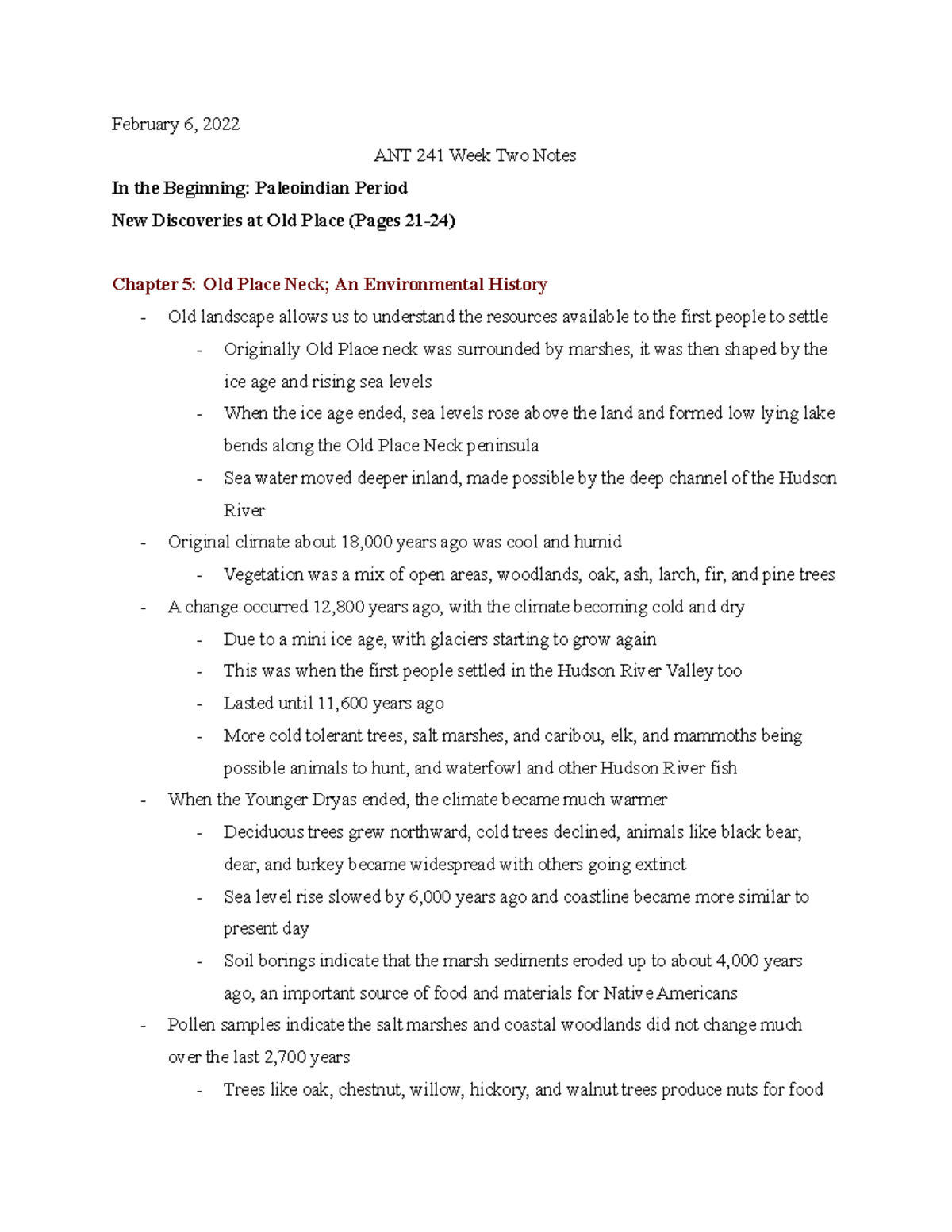 ANT 241 Week Two Reading - February 6, 2022 ANT 241 Week Two Notes In ...