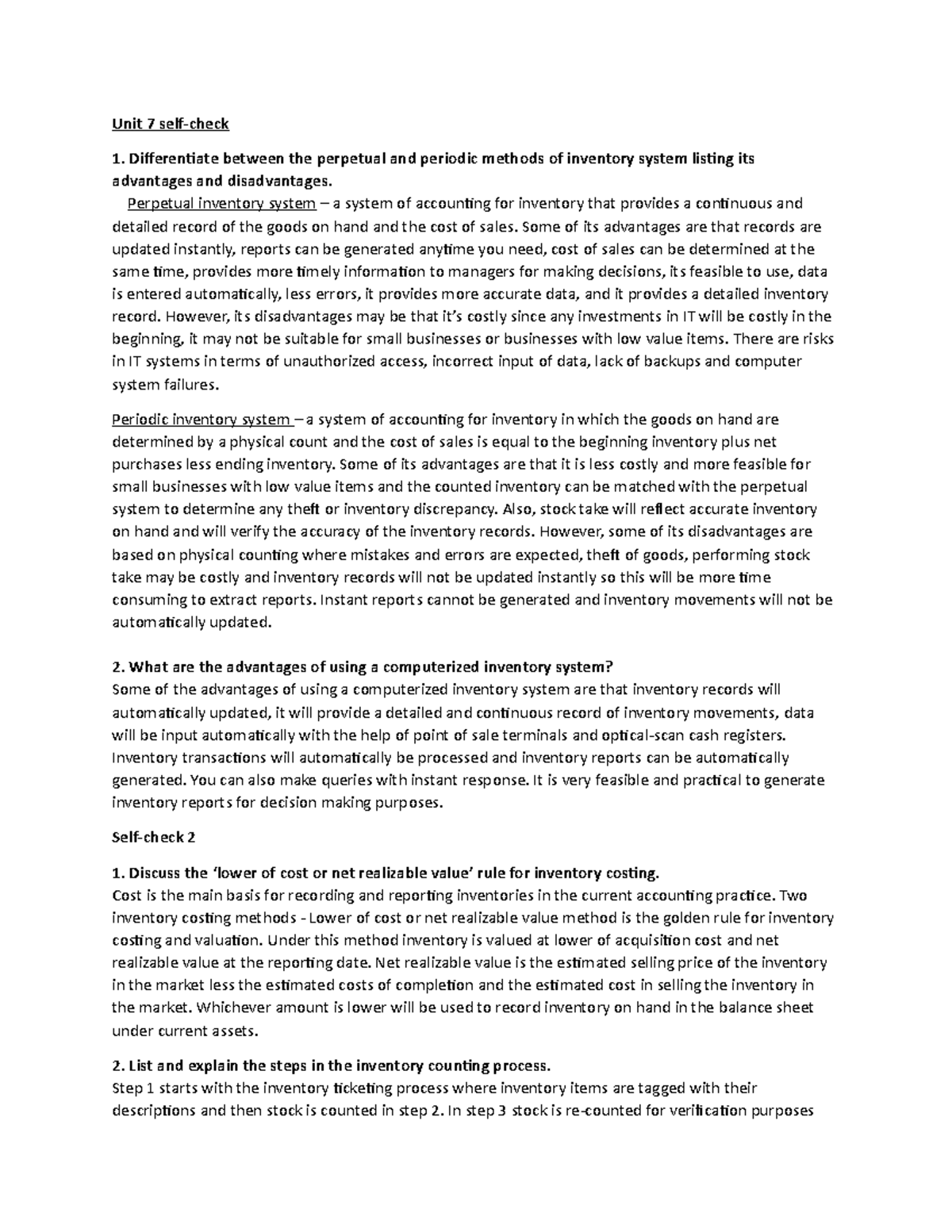 Unit 7 self - AF121 short notes - Introduction to Accounting ...