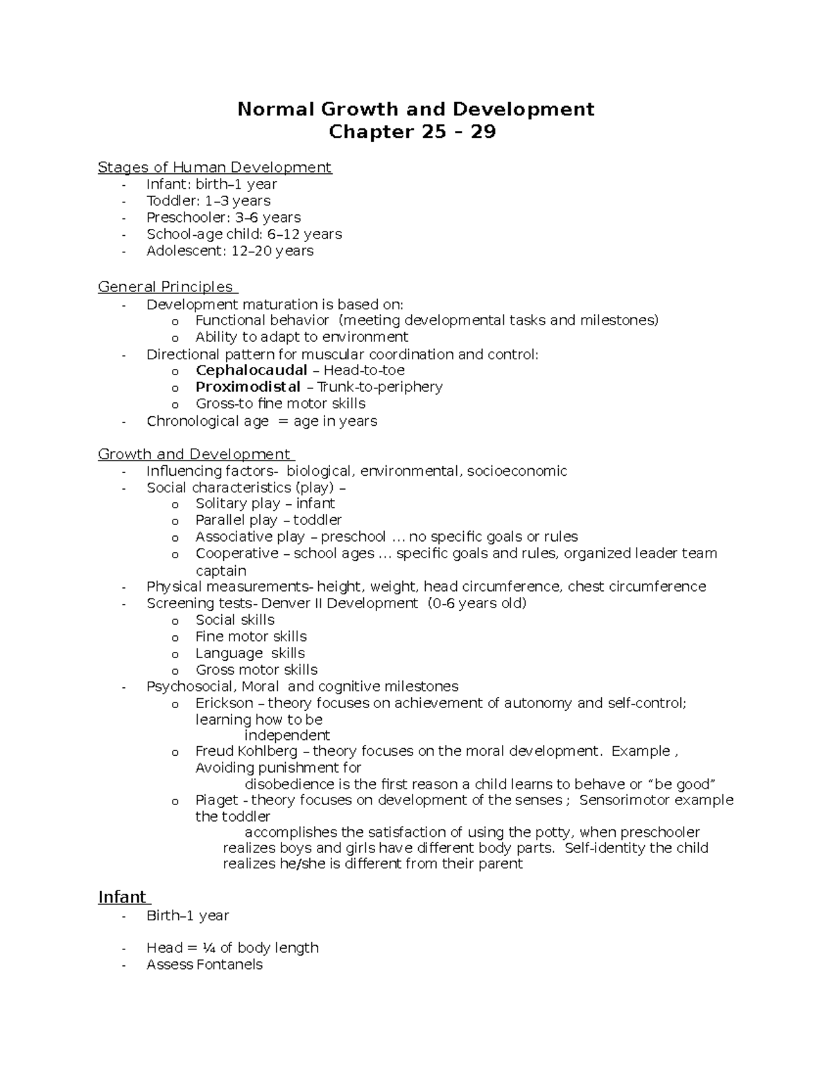 Notes - T1. Normal Growth and Development - Normal Growth and ...