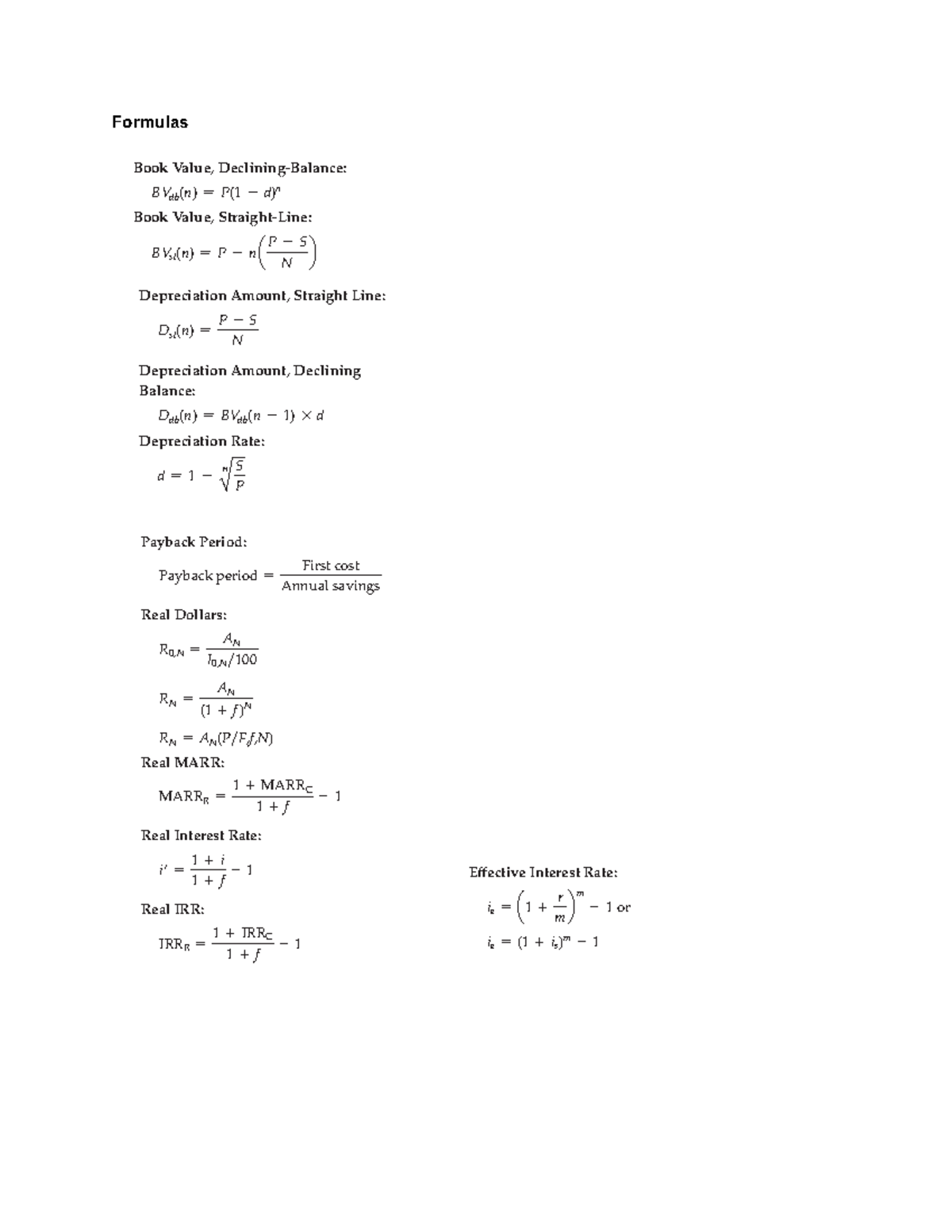 ENGR301 - Comprehensive Equation Reference Sheet for Final Exam ...