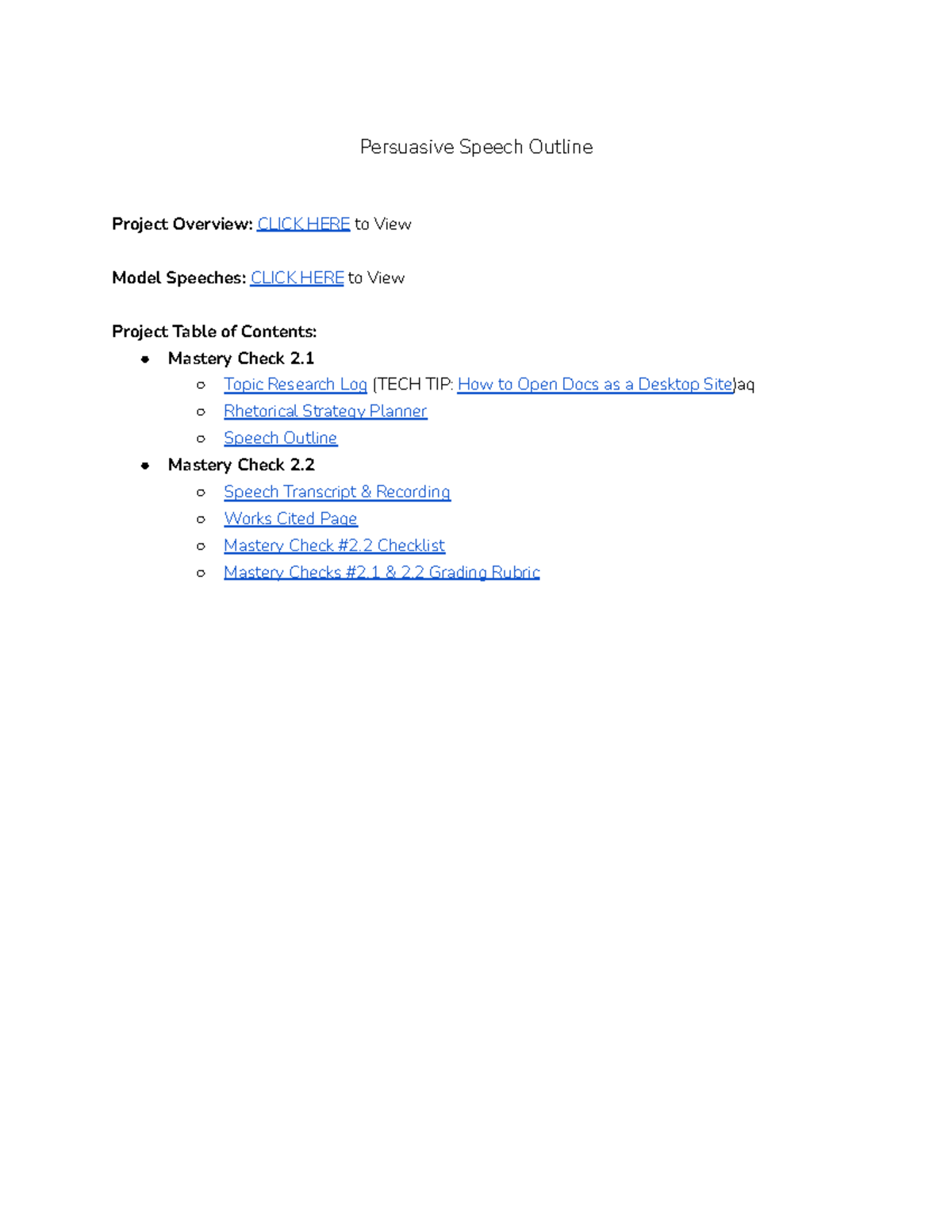 Persuasive Speech Outline - Persuasive Speech Outline Project Overview ...