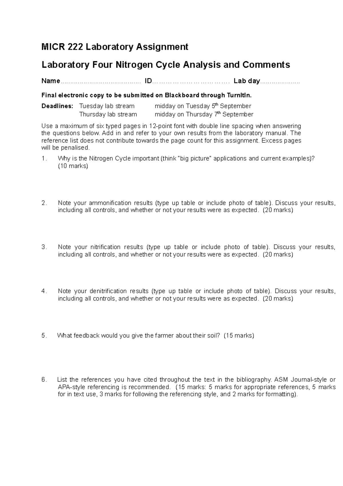 MICR 222 Laboratory Assignment Write up template - MICR 222 Laboratory ...
