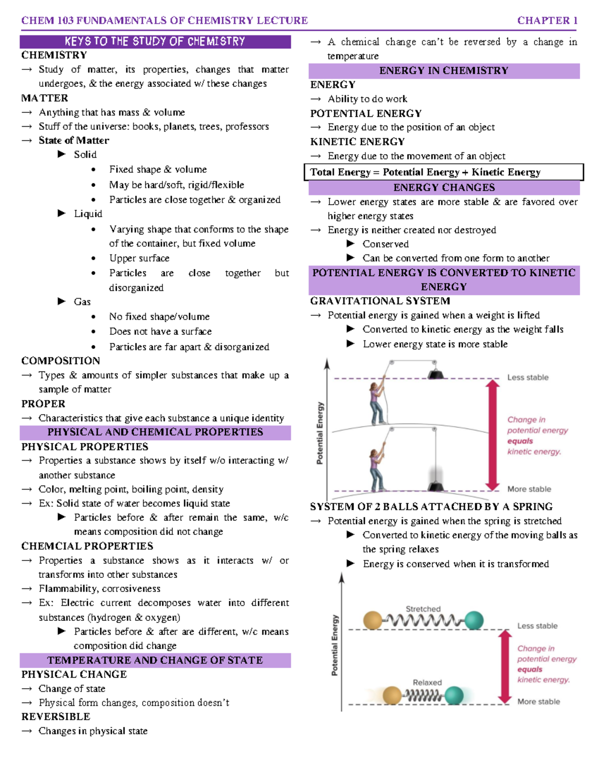 Chapter 1 - KEYS TO THE STUDY OF CHEMISTRY CHEMISTRY → Study of matter ...