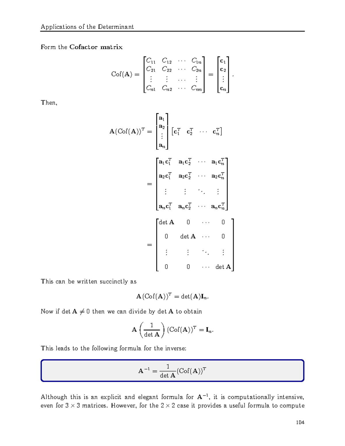 Linear algebra-1 9 - good - Applications of the Determinant Form the ...