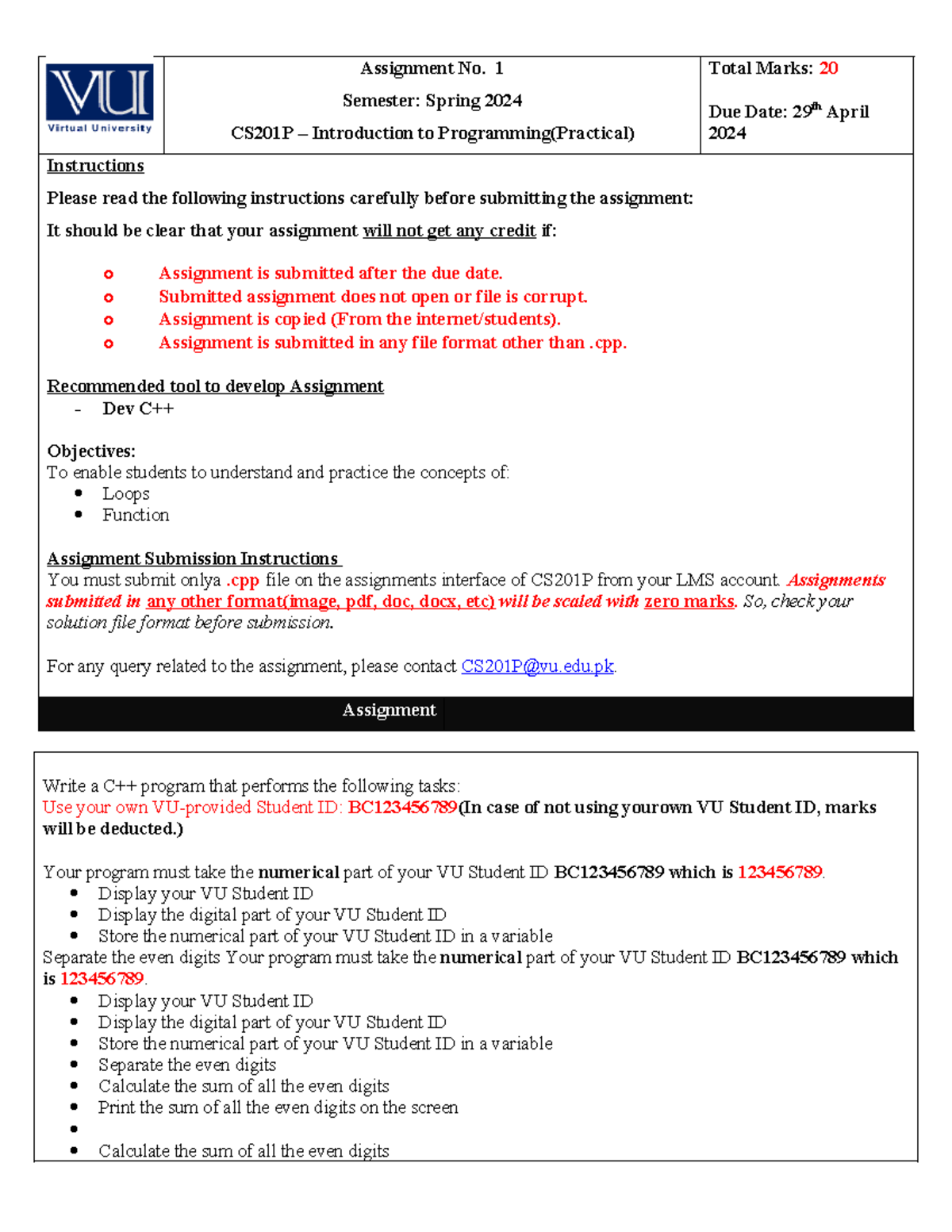 Spring 2024 CS201P 1 - very impoprtant assingment - Assignment No. 1 ...