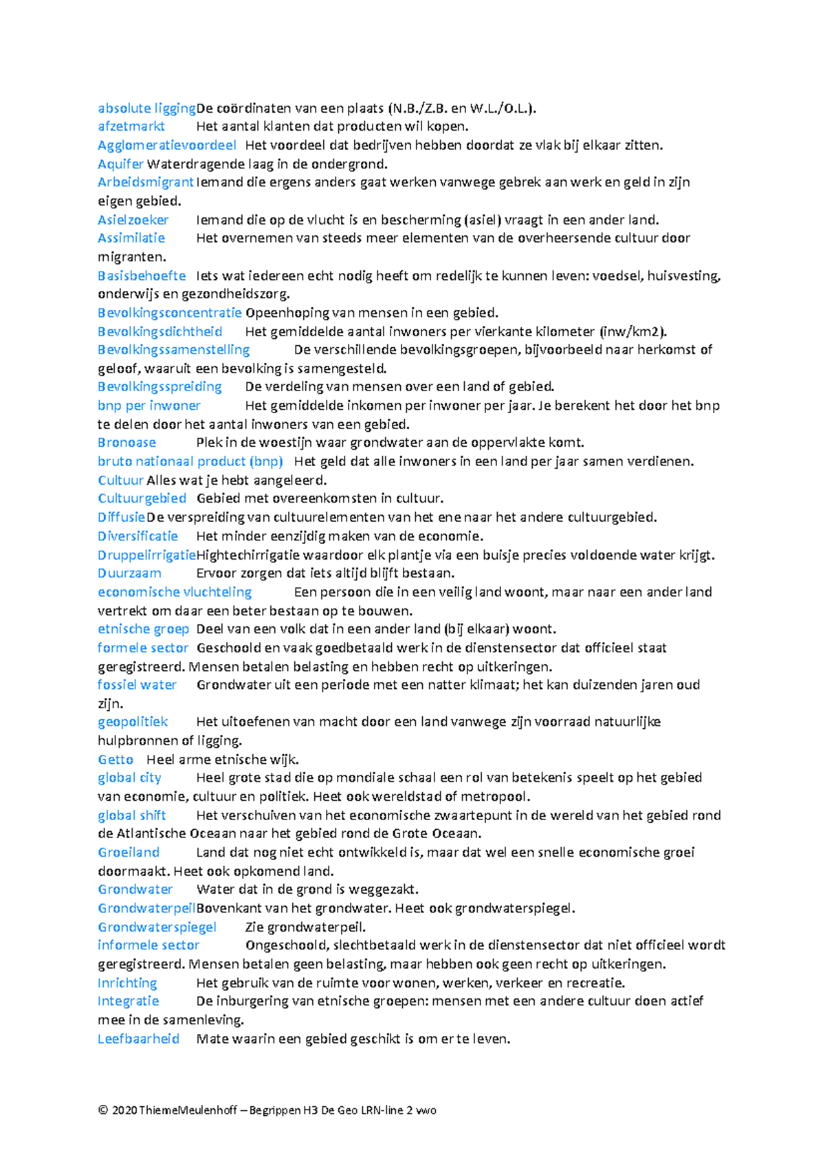 2V H3 Begrippen - © 2020 ThiemeMeulenhoff – Begrippen H 3 De Geo LRN ...