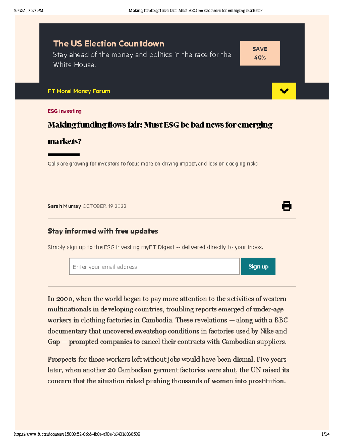 Making funding flows fair Must ESG be bad news for emerging markets ...
