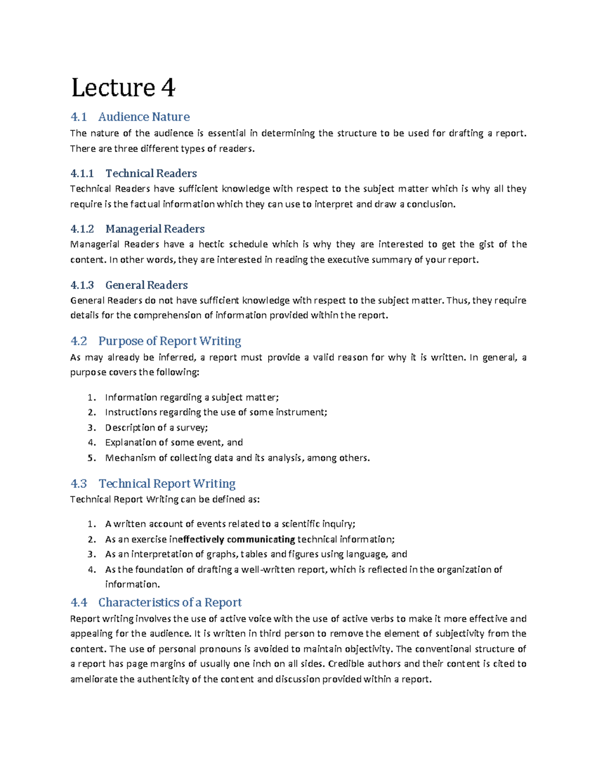 HUM120 Handouts Lecture 04 - Lecture 4 4 Audience Nature The nature of ...