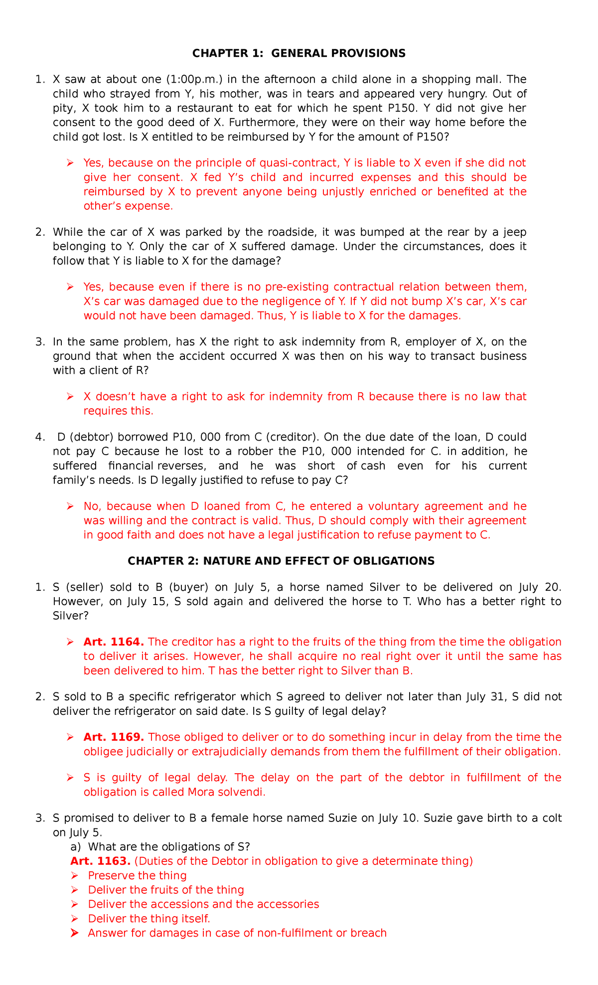 Oblicon Sample Problems - CHAPTER 1: GENERAL PROVISIONS X saw at about one (1:00p.) in the ...