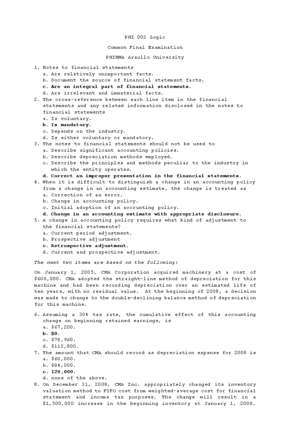 PHI002-CFE - PHI 002 Logic Common Final Examination PHINMA Araullo ...