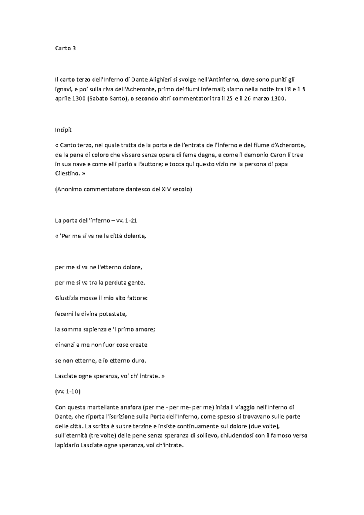 La Divina Commedia, Canto 3 (Da Wikipedia) - Canto 3 Il canto terzo ...