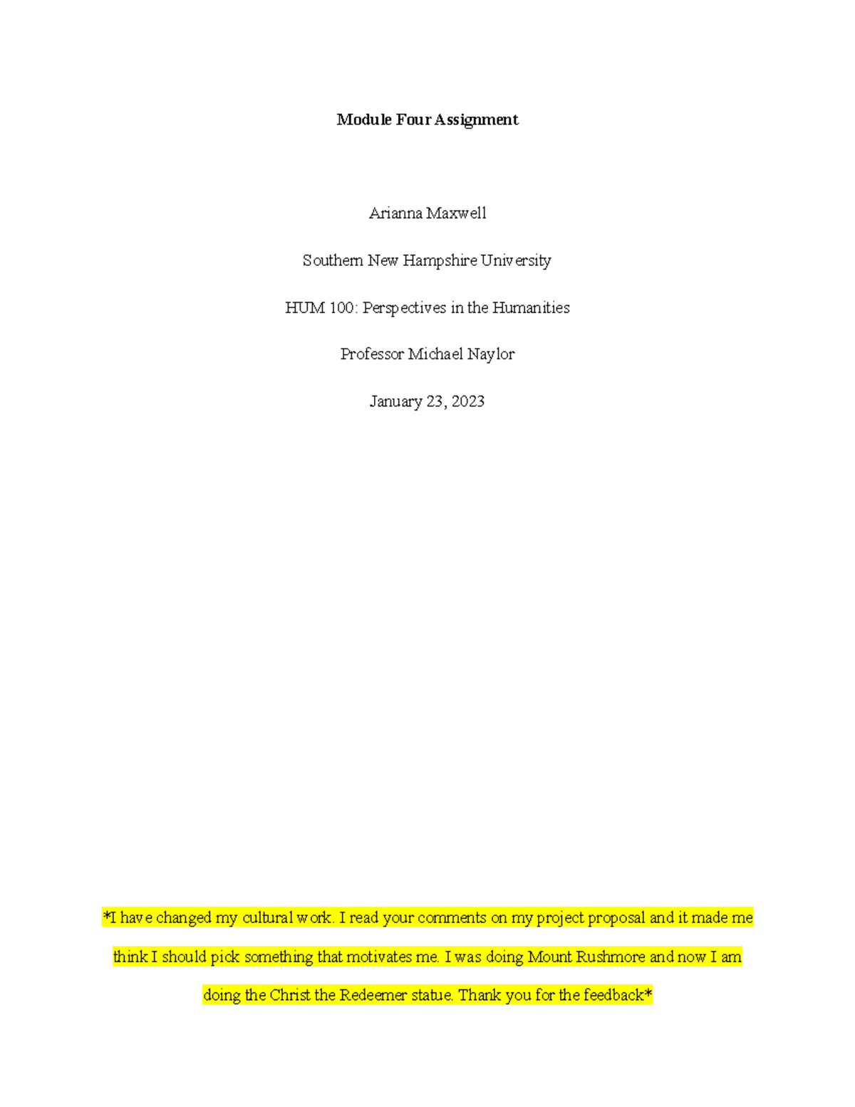 4-2 Project Draft - Module Four Assignment Arianna Maxwell Southern New ...