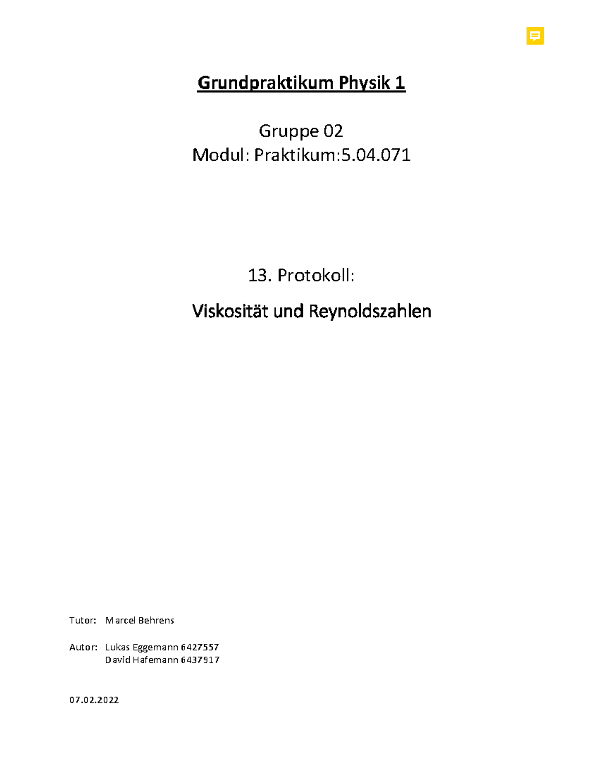 Protokoll 13Viskosität WS2021[korrigiert] - Grundpraktikum Physik 1 ...
