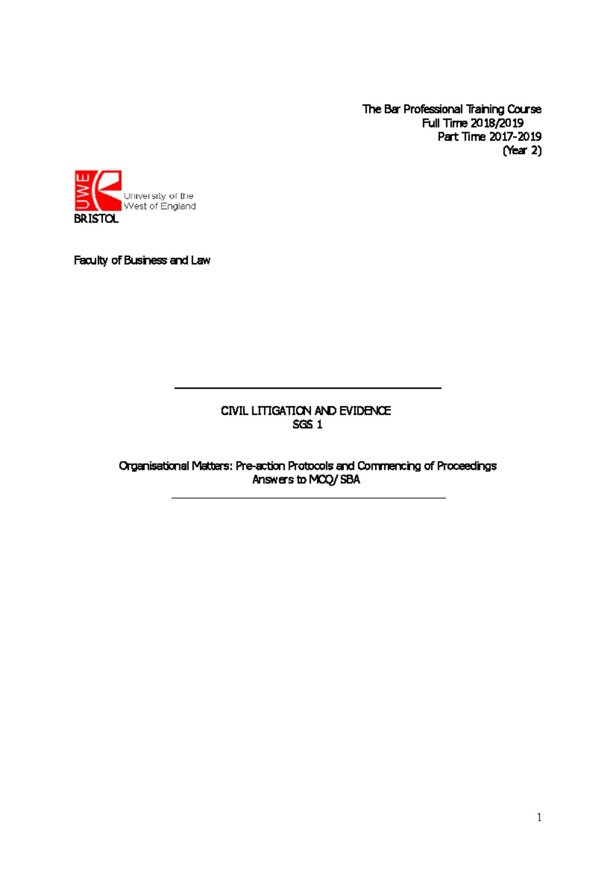 SGS1 Preaction Protocols AND Commencing Proceedings - The Bar ...