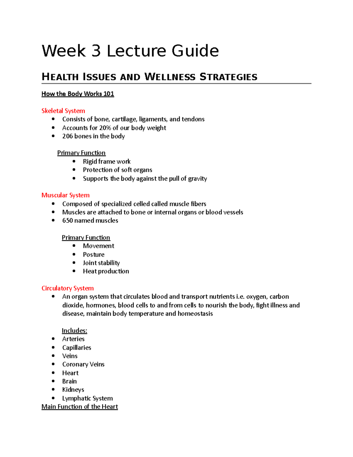 Week 3 notes Health and Wellness - Week 3 Lecture Guide HEALTH ISSUES ...