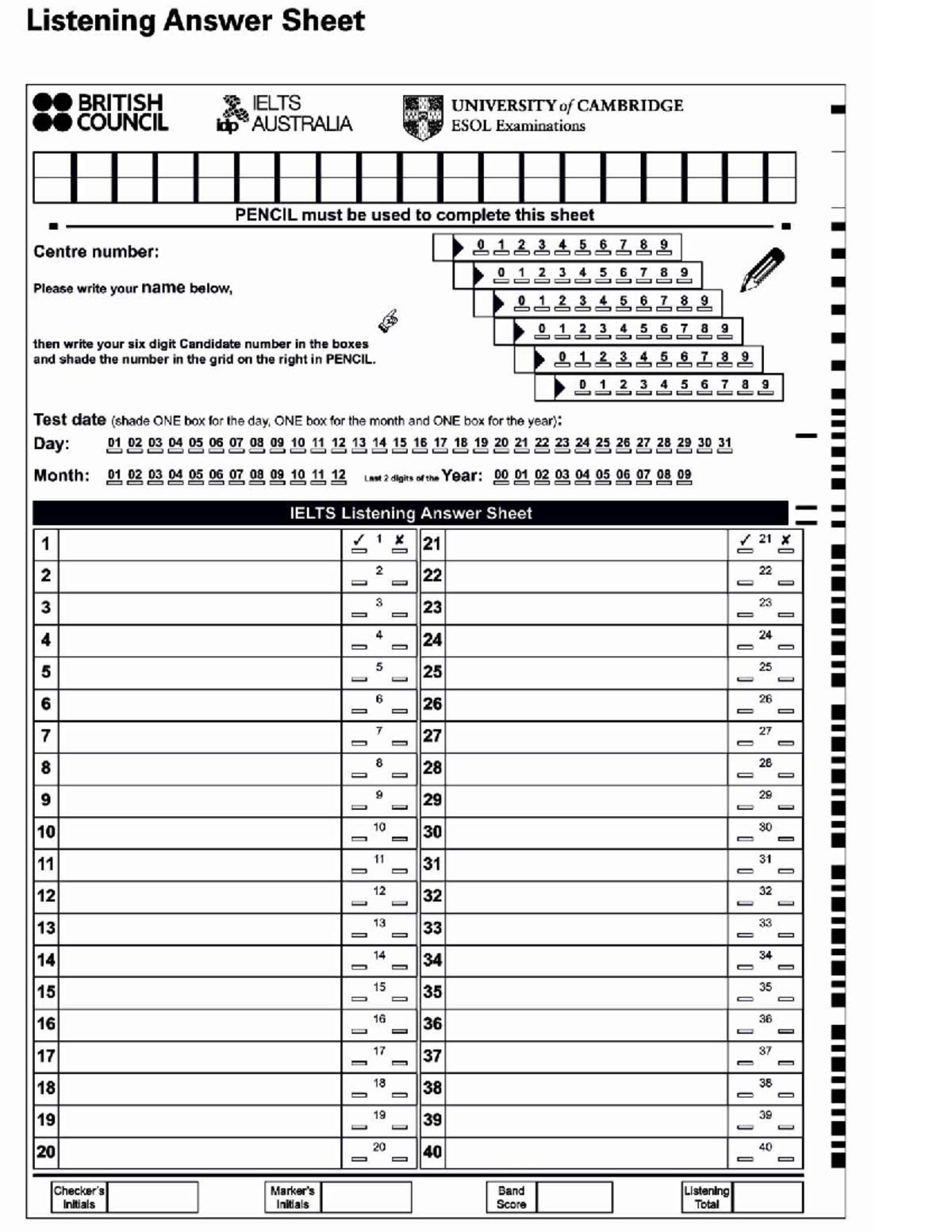 Listening Answer Sheet English Listening Speaking Studocu