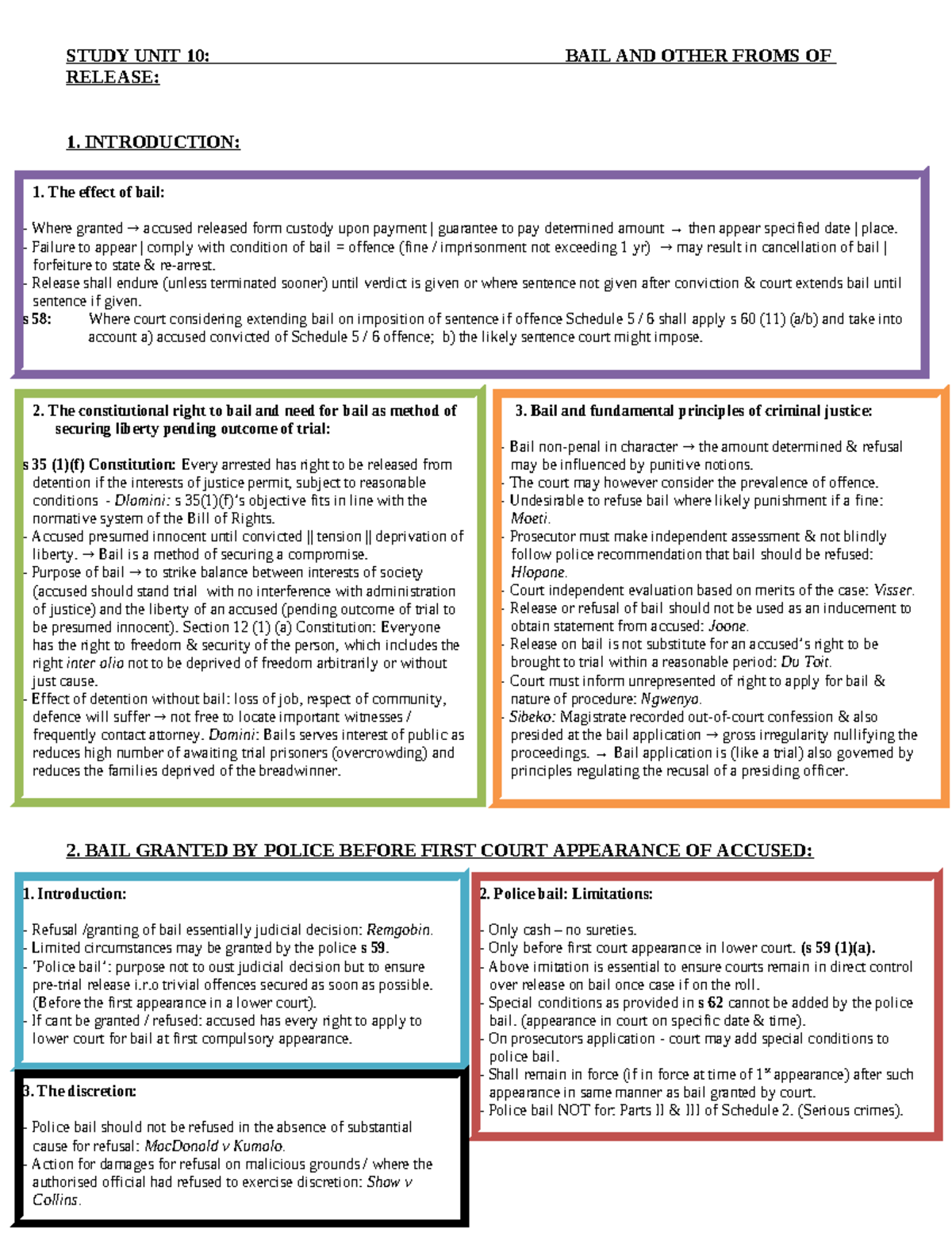 Bail and other forms of release - STUDY UNIT 10: BAIL AND OTHER FROMS ...