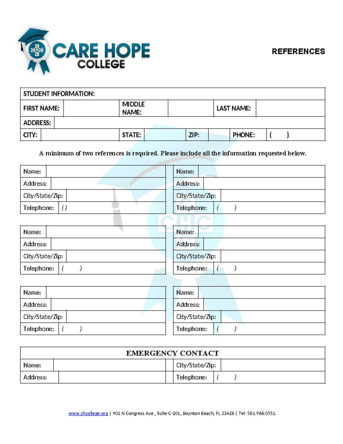 Reference Form (1) (1) - REFERENCES STUDENT INFORMATION: FIRST NAME ...