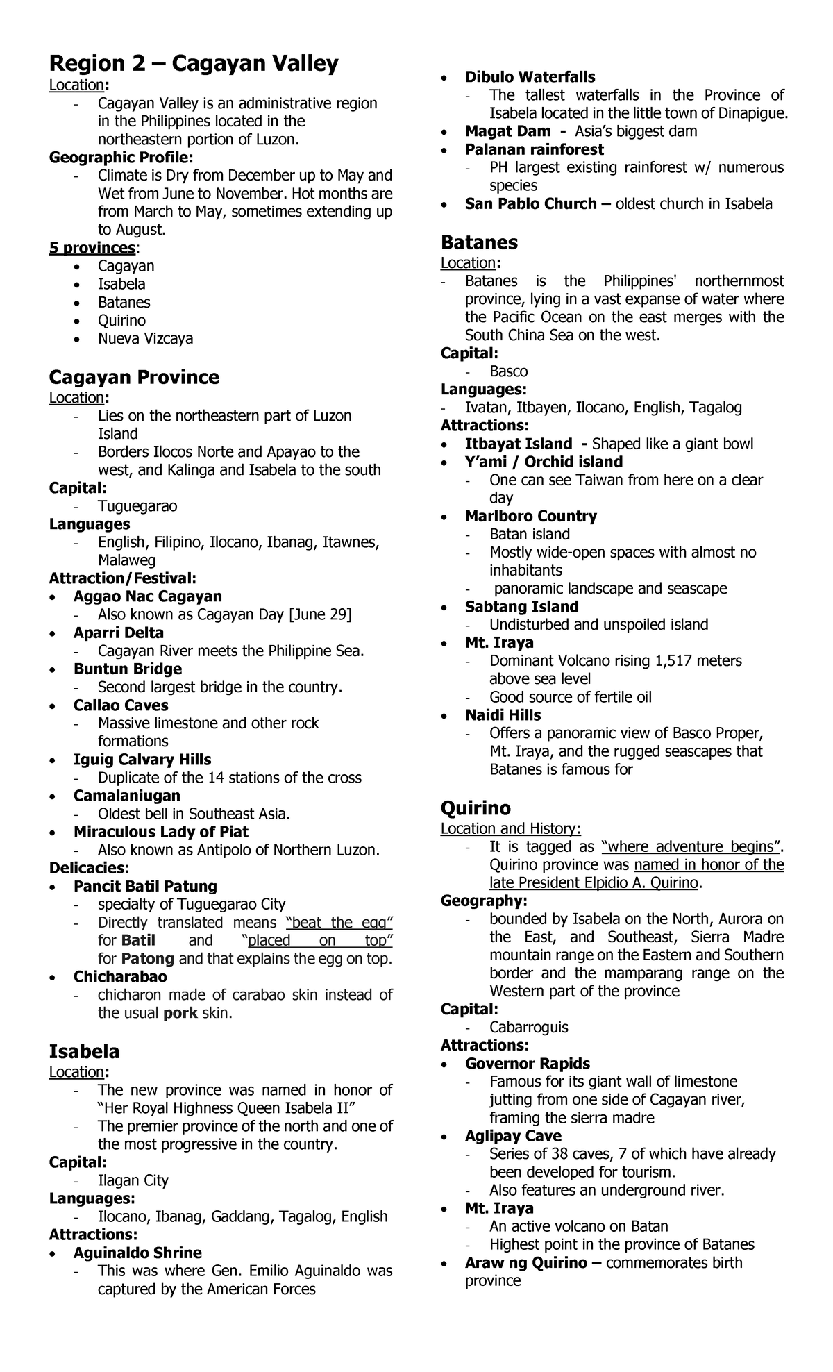 Philippines Region 2, 3 and 4A - Region 2 – Cagayan Valley Location ...