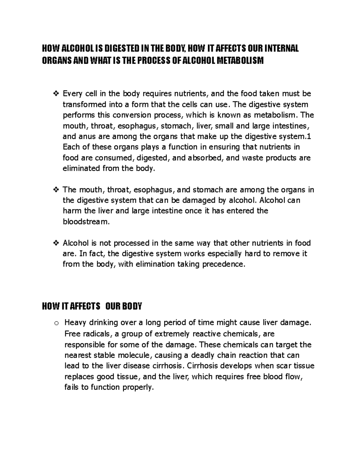 HOW Alcohol IS Digested IN THE BODY HOW IT Affects OUR Internal Organs ...