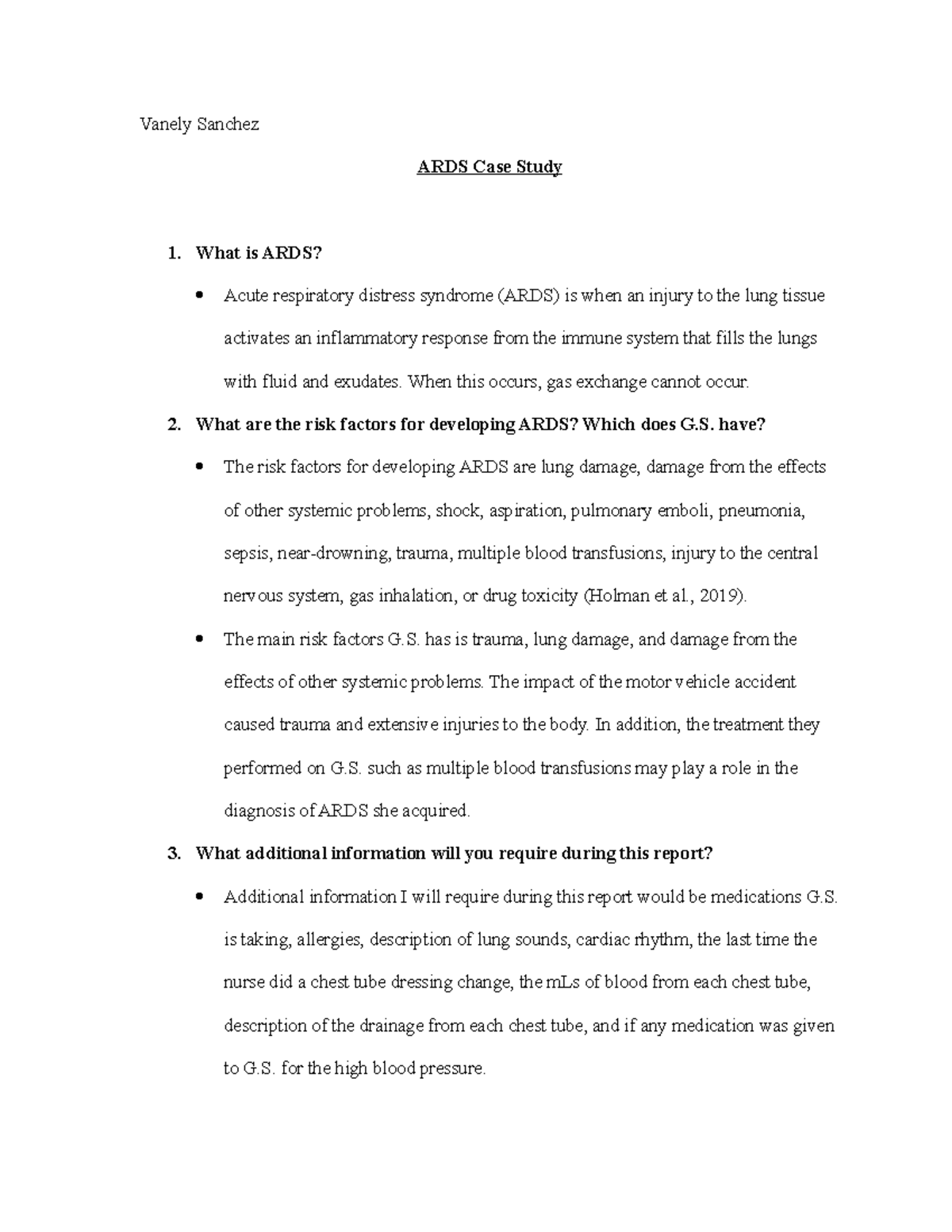 ARDS Case Study - N/A - Vanely Sanchez ARDS Case Study What is ARDS ...