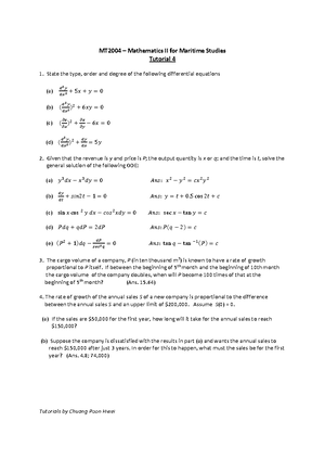 MT2004 Tutorial Questions Queuing Theory - MT2004 Mathematics II for ...