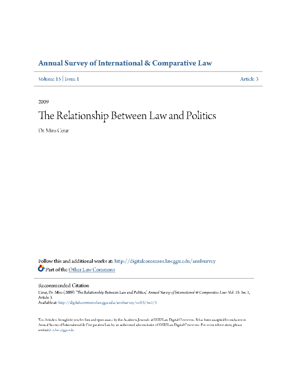 Relationship Between Law and Politics - Miro Cerar Follow this and ...