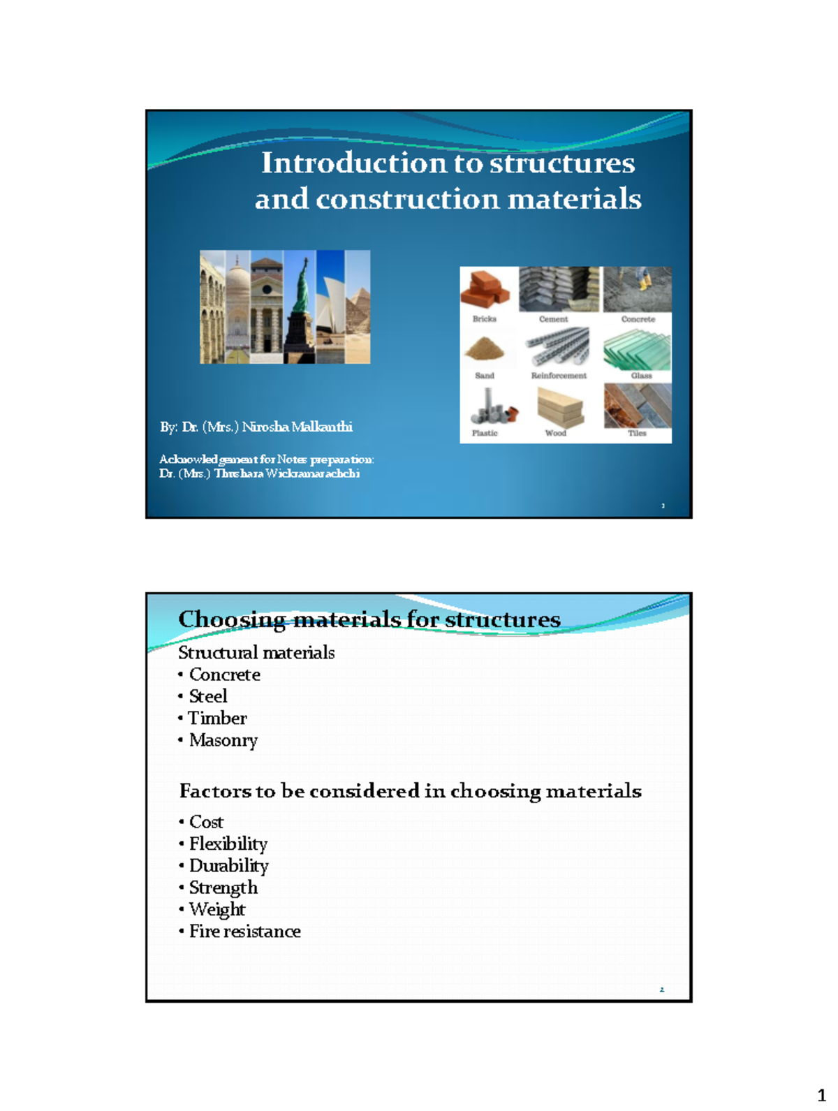 Construction Materials day3 - Introduction to structures and ...