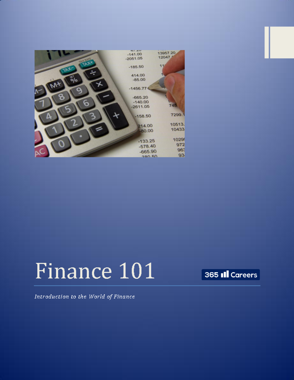 Financial Analysis - Finance 101 Introduction to the World of F inance ...