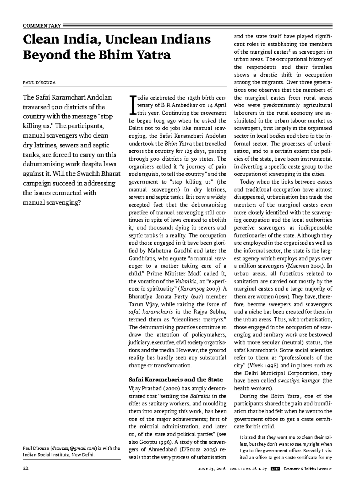 Clean India, Unclean Indians Beyond the Bhim Yatra 0 - 22 june 25, 2016 ...