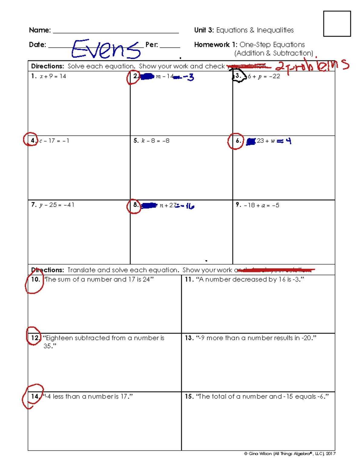 Christian Campbell - 11-8 HW - Name: _____________________________________ Unit 3: Equations ...