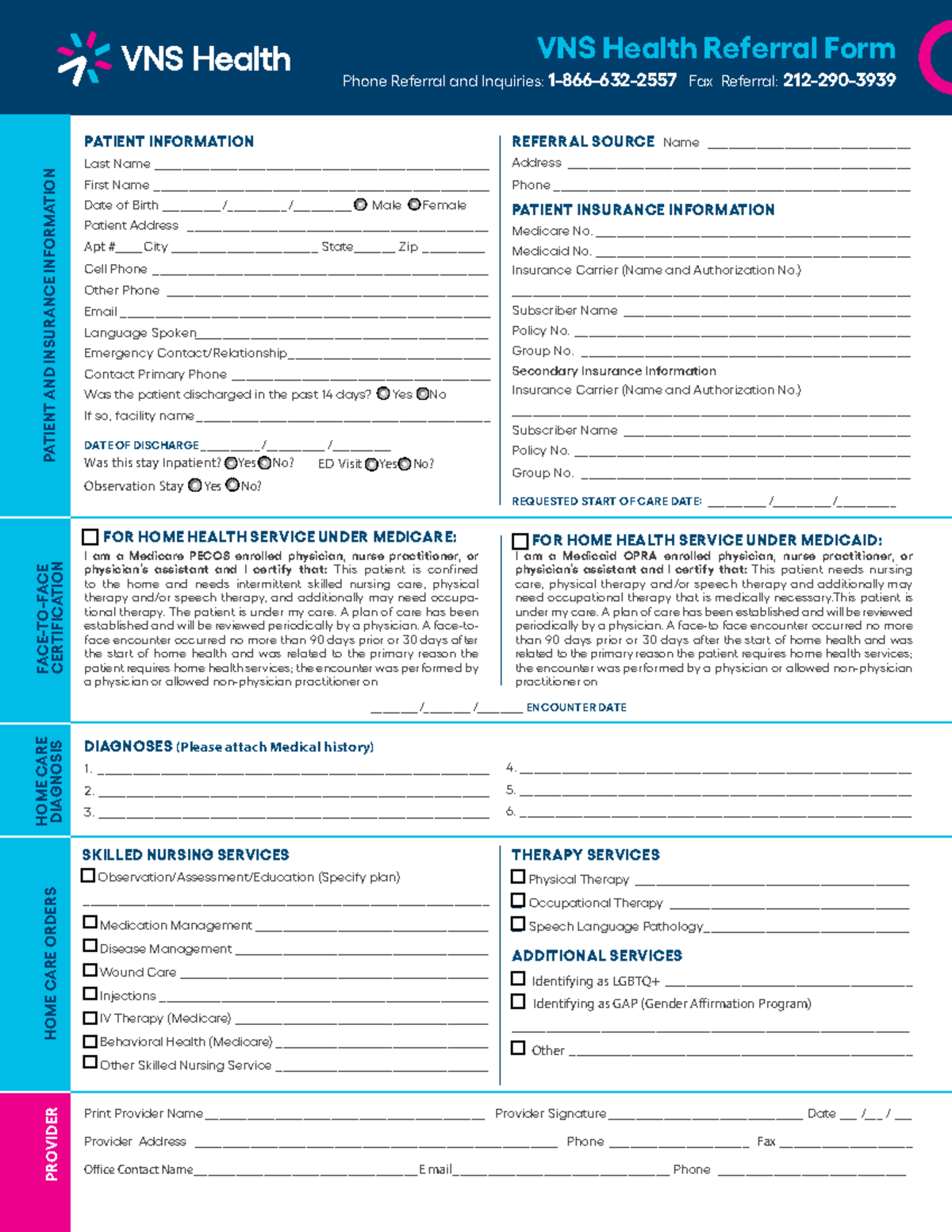 VNS Health FORM - VNS FORMMM - SKILLED NURSING SERVICES Observation ...
