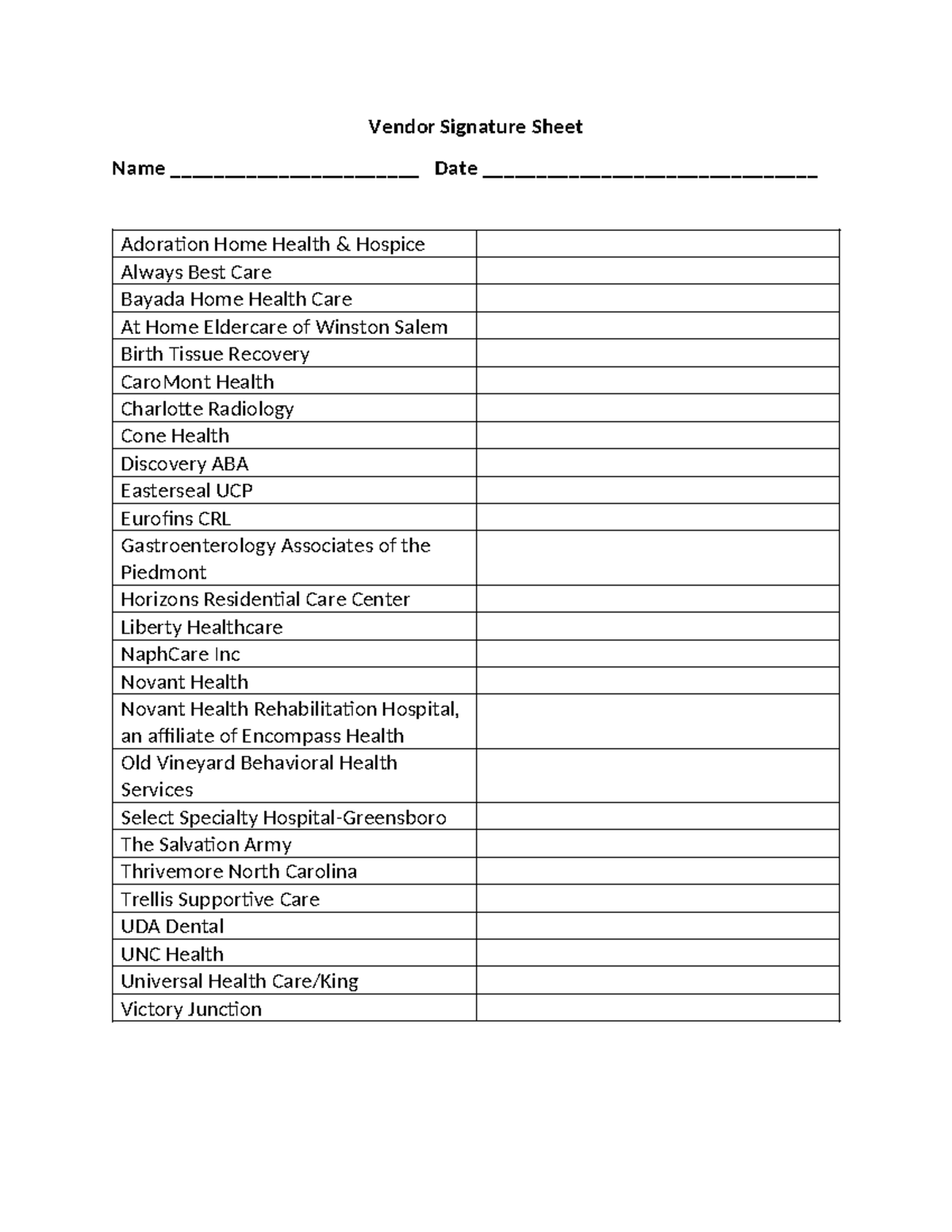 Vendor Signature Sheet (1) - Vendor Signature Sheet Name ...